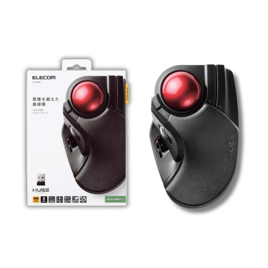 ELECOM - HUGE 無線超大軌跡球滑鼠 (食指/中指操作型)｜8個操作鍵｜低反彈材質掌托設計｜遊戲等級高性能光學感應器 - Shopee Monkey 賣貨仔